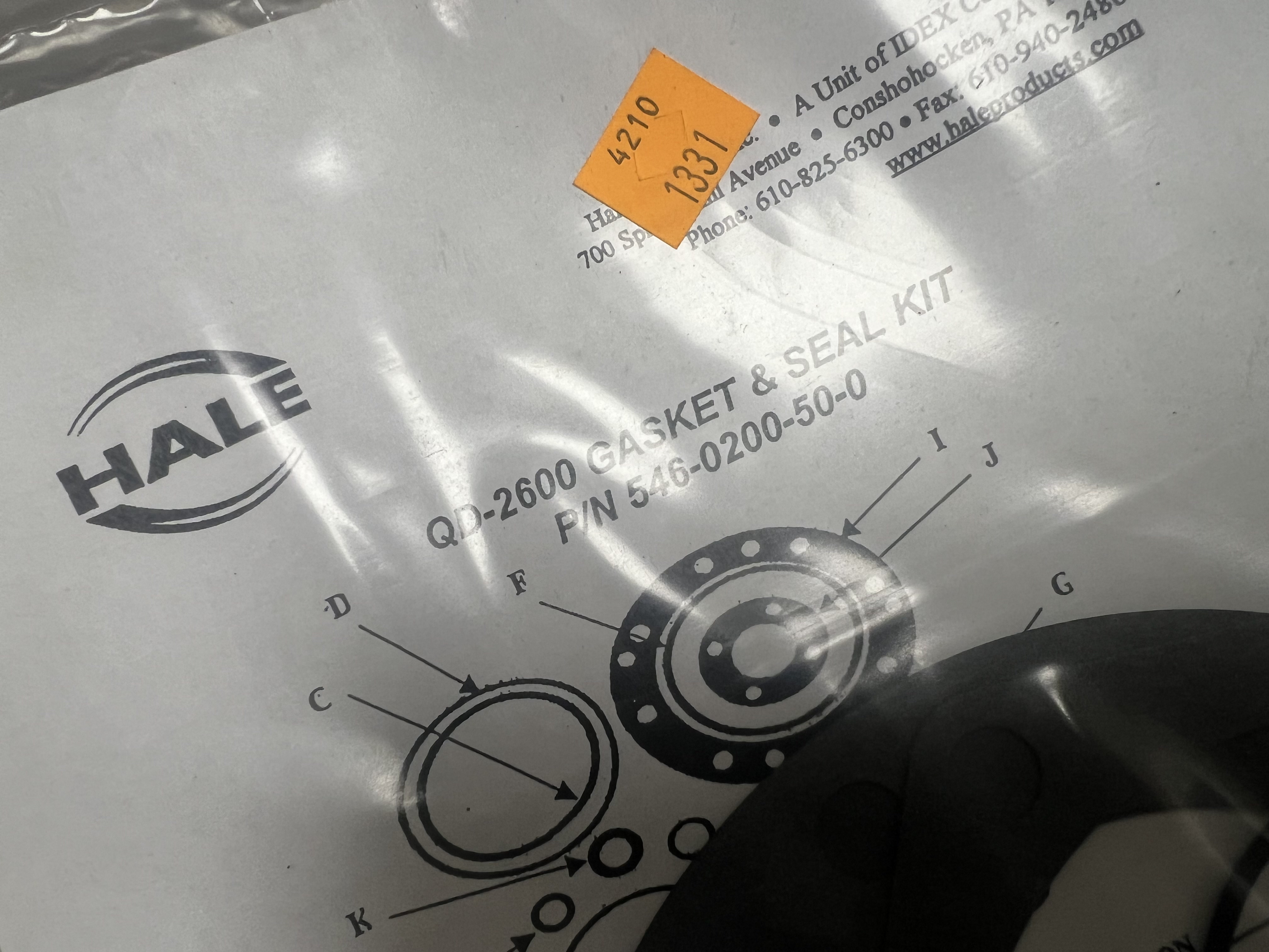 Hale QD Relief Valve Rebuild Kit SKU: HE546-0200-50-0 | eBay